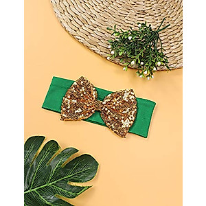 WALSONER My 1st ST.Patrick's Day Outfit Baby Girl Long Sleeve Romper Suspender Skirts with Headband clothes (Green-A, 0-3 Months)