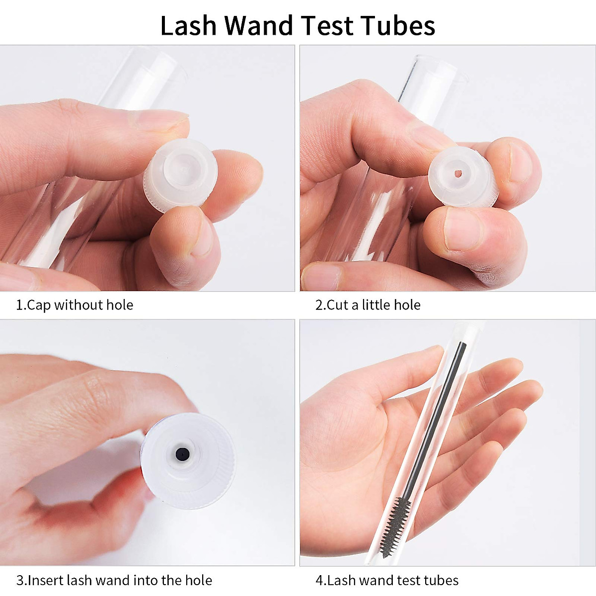 Temedon 50pcs Test Tubes, 16x150mm(25ml) Plastic Test Tubes with Caps for Lash Wands, Candy Storage, Scientific Experiments, Plant Propagation