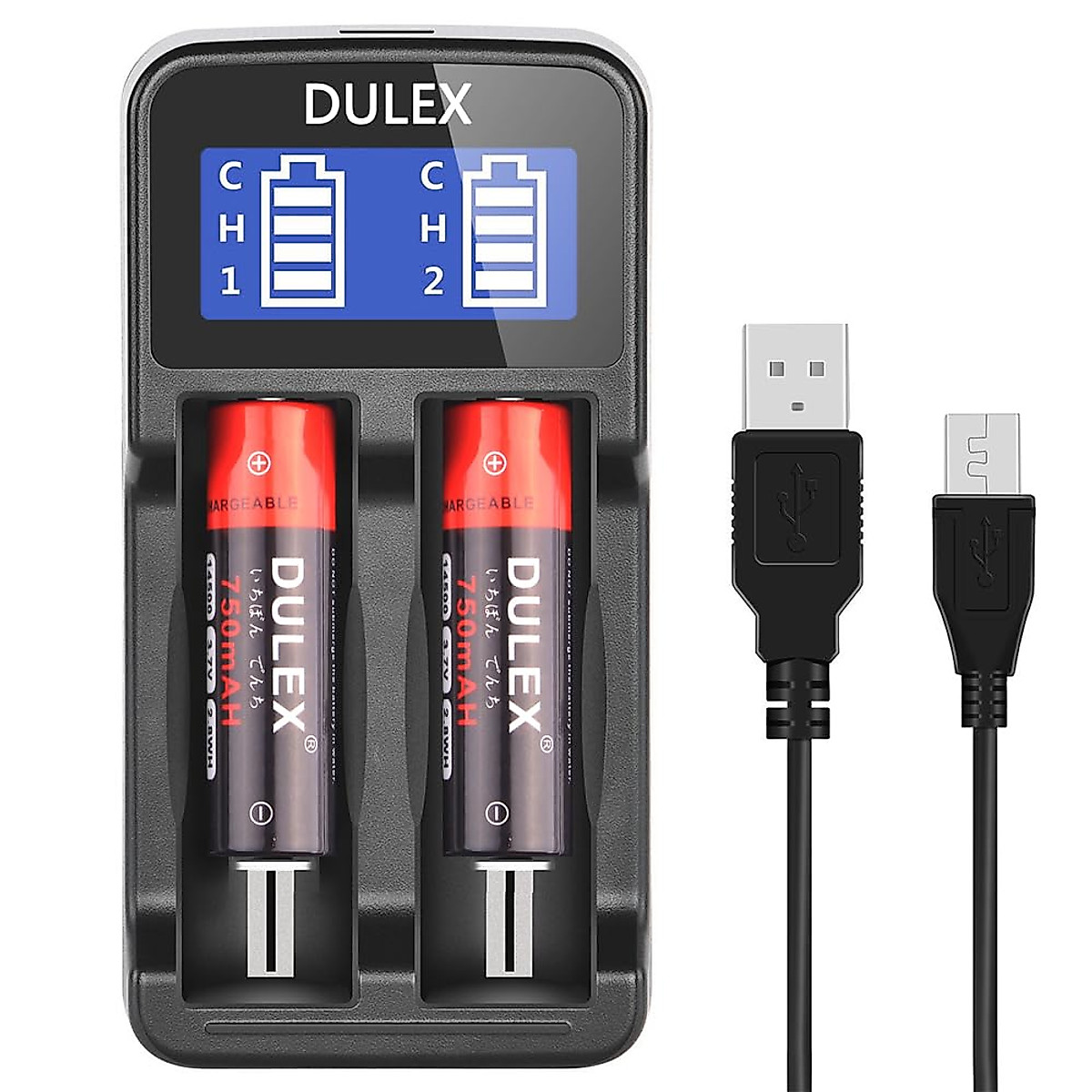 FARSAIL LCD Universal 18650 Battery Charger for 3.7V Li-ion Rechargeable Batteries 18650 18490 18350 17670 17500 16340(RCR123A) 14500 and Ni-MH Ni-CD Rechargeable AA AAA Batteries