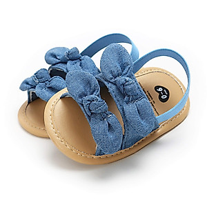 Infant Baby Girls Sandals, Premium Soft Rubber Sole Anti-Slip Summer Toddler Flats First Walkers Shoes Blue