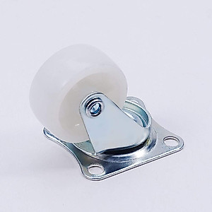 Caster Furniture，Rubbered Trolley Wheels ， Castor Wheels,Furniture Casters,Swivel Casters 1.18 Inch Nylon Top Plate Mounted Caster Wheels No Brake White 26lb Capacity 2pcs