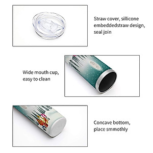 silichee 20 Oz Insulated Tumblers Stainless Steel Cup with Lid Christmas Happy New Year White Background Snowflake Gift in the Winter Tumblers Vacuum Coffee Mugs for Cold Hot Drinks for Office