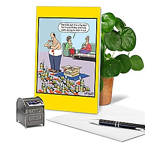 NobleWorks - 1 Cartoon Birthday Greeting Card Funny - Hilarious Bday Notecard with Envelope, Comic Humor Celebration - Fartbit C9323BDG