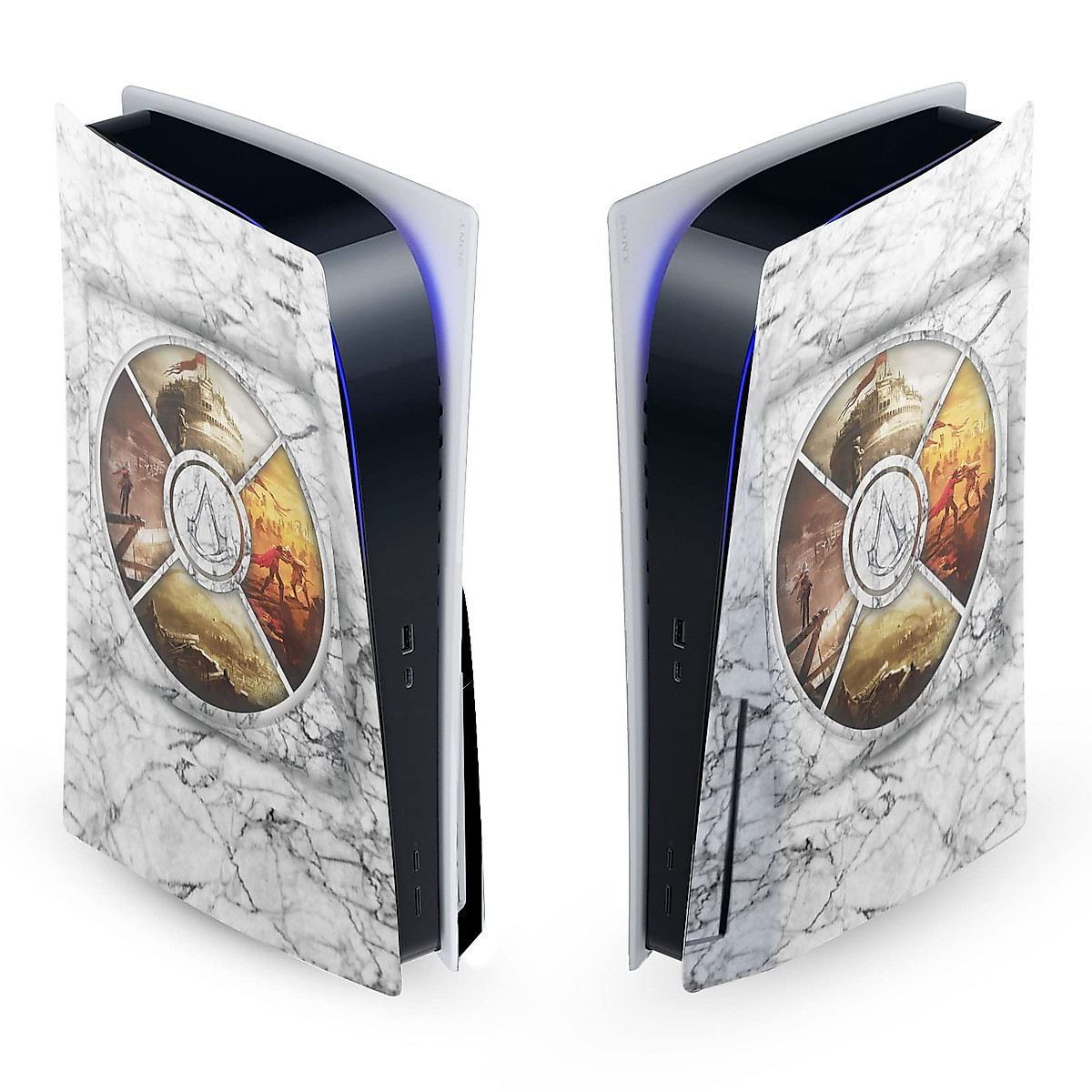 Head Case Designs Officially Licensed Assassin's Creed Logo Brotherhood Graphics Matte Vinyl Faceplate Sticker Gaming Skin Decal Cover Compatible With Sony PlayStation 5 PS5 Disc Edition Console