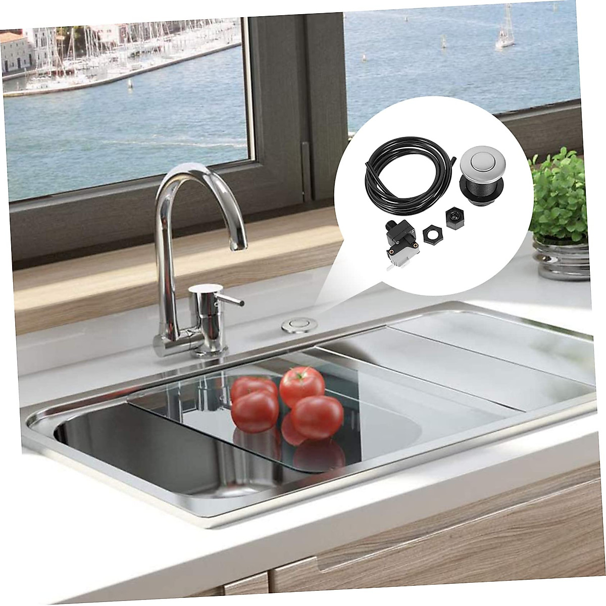 1 Set Pneumatic Switch Garbage Disposal Bathtub Air Disposal Button and Bathtub Button Hose Bathtub Supplies Air for Disposal Bathtub Parts Disposal Air Bathtub Accessories