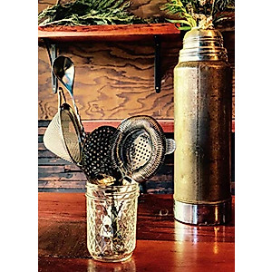 TheBarsentials Cocktail Strainer Set Stainless Steel Bar Tool with Stirring Spoon - Hawthorne Strainer, Julep Strainer, Fine-Mesh Strainer/Sifter