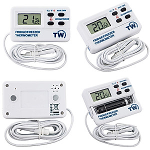 Digital Refrigerator Thermometer - Fridge and Freezer Alarm Alert When Temperatures Drop - Ideal RV Fridge Freezer Thermometer with Alarm and Max Min