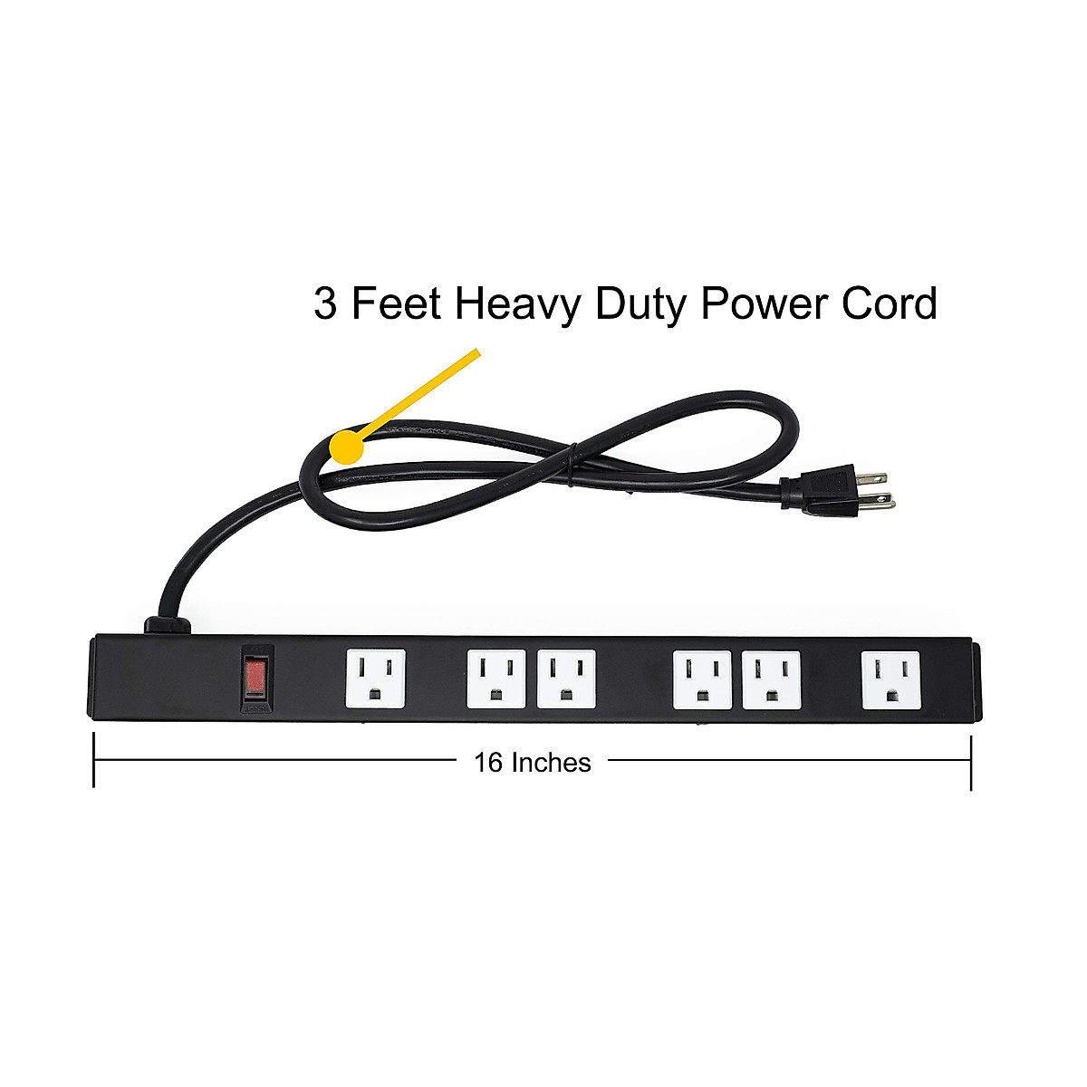 Opentron 5-Pack OT16063 Heavy Duty Metal Surge Protector Power Strip with Mounting Parts 6 White Outlets 3 Feet Power Cord