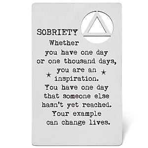 clesellix Sobriety Gifts for Women Men, Sobriety Gift Card Metal Wallet Insert Card, Addiction Recovery Gift AA Gift NA Gift 12 Step Gifts, Sober Anniversary Birthday Christmas Keepsake WSOC1