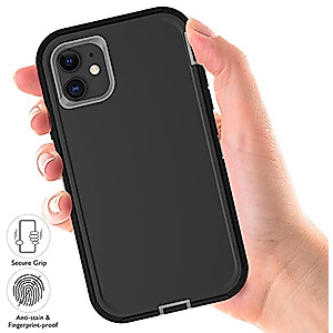 Wedall iPhone 12/12 Pro Heavy Duty Military Case, Shockproof 3-Layer Protection, 2 Screen Protectors, Black/Gray