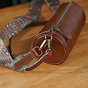 DIVCIDLC Women Cylindrical Bag, Wide shoulder strap Crossbody Shoulder Bag Purse with 2 Straps, Small Satchel Pouch Round Bag, Black