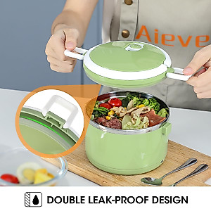 AIEVE Electric Lunch Box, USB Powered Portable Food Warmer for Car Truck with Bag Spoon and Fork, 12V/24V/110V, 35-Ounce