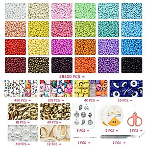 JOJANEAS 28800pcs 2mm Glass Seed Beads for Jewelry Making Kit 24 Colors Bracelet Making Kit Tiny Beads Set,Necklace Ring Making Kits