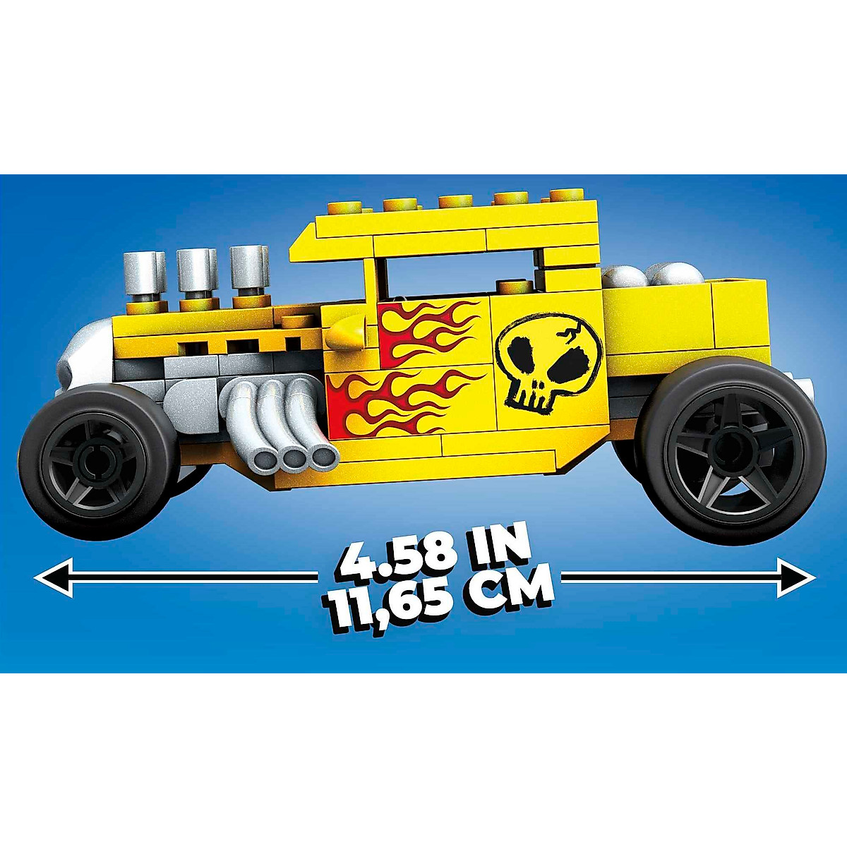 MEGA Hot Wheels Bone Shaker Racecar Building Set with 111 Pieces with Micro Figure Driver Figure, Toy Gift Set for Ages 5 and Up