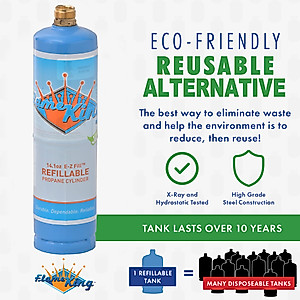 Flame King 1LB Empty Propane Welding Cylinder Tank, Reusable & Transportable - Safe and Legal Refill Option, 14.1 oz, Blue (2-Pk)