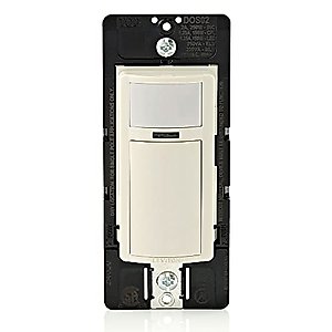 Leviton DOS02-1LT Motion Sensor Light Switch, Motion Activated, Auto-On/Auto-Off, 2A, No Neutral Wire Required, Single Pole, Light Almond