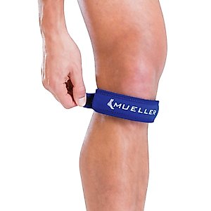 MUELLER Sports Medicine Jumper's Single Strap Knee Brace, For Men and Women, Support for Basketball, Volleyball, and Pain Relief, Blue, One Size Fits Most, Blue