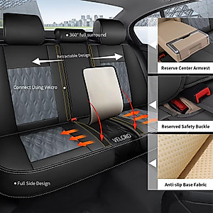 DISUTOGO Car Seat Covers Fit for Volvo S60 2001-2019 Full Set,Faux Leather Seat Cover Waterproof for S60 Vehicle Automotive Cushion Protector Compatible Airbag (5 Seats,Black&Dark Grey)