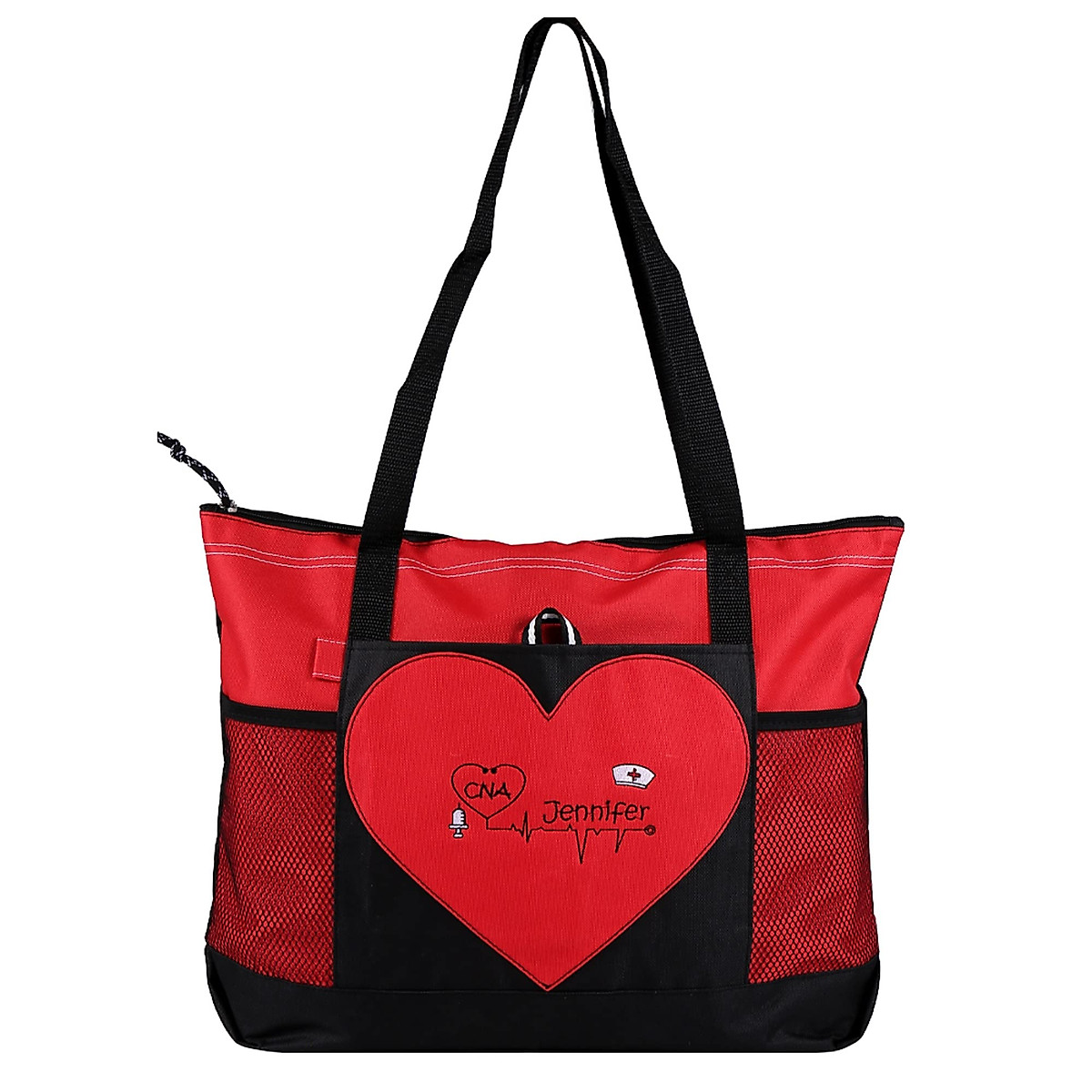 KRFITYA Personalized Nurse Tote Bag, CNA, RN, LPN Custom Heart Stethoscope Initials Gift Embroidered Medical Tote Bag