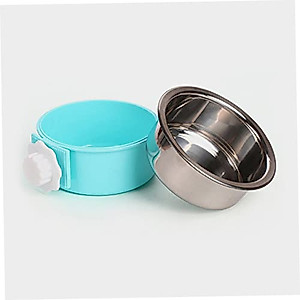 Balacoo Puppy Crate Bowls Cages Anti Multi-Function Removable Cage Bowl Slip Adorable Non- Household Bird Anti-Overturn No Container - Water Stainless for Blue Cat Coop Portable Pet Food