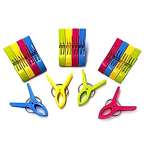 PERFORMORE 16 Pack Beach Towel Clips, Mixed Color (Blue, Green, Yellow, Pink) Jumbo Size Plastic Clothespins Hanging Clips Clamps, Towel Holder Clips for Beach, Pool Chairs on Cruise
