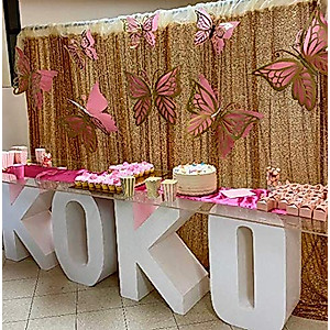 Large Butterfly Party Decoration paper Butterfly in 3 different sizes Giant butterfly Large Butterfly prop (Gold and Pink)