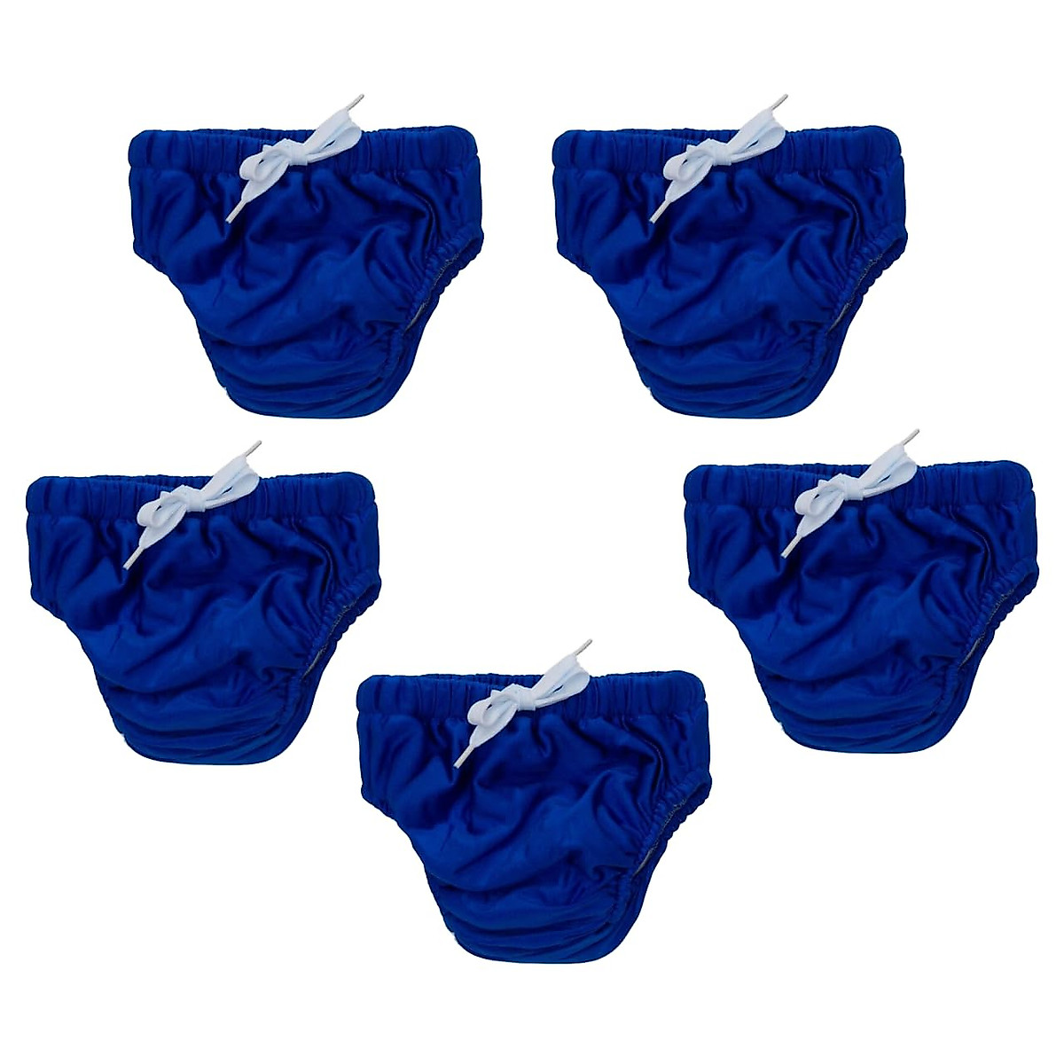 KaWaii Baby Best Fitting Reusable Swim Cloth Diaper Soft Stretchy Mesh Inner, Training Pant, Lightweight, Comfortable, Swimming Lessons, Unisex, Blue, Pack of 5 (M) 24–35 lbs