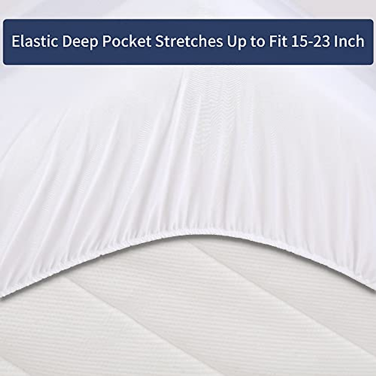 HOMBYS Air Mattress Pad Queen Size, Soft Quilted Air Mattress Cover, Breathable & Noiseless Mattress Topper with Deep Pocket, Stretches up to Fits 15-23 Inch