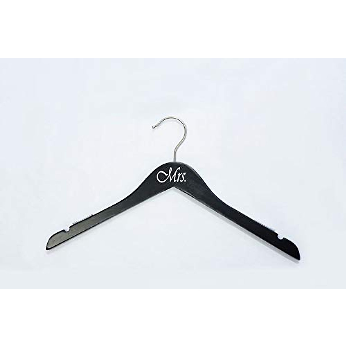 NAHANCO MRSMRS20217 Same Sex, Gay Pride Hanger Set, Black Wood Hangers with Silver Imprint (Mrs. and Mrs.), 17” (2-Piece Set), Black w/Silver Imprint