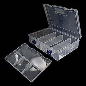 Juvielich Clear Plastic Organizer Box, 8 Grids Storage Container Jewelry Box with Adjustable Dividers, for Beads Art DIY Crafts Jewelry Fishing Tackles 9.06" x 6.3"x 2.36"(LxWxH) 1PC