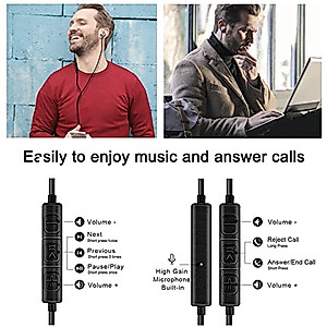 XINLIANG Earbuds Earphones with Microphone, Earbuds with Volume Control in-Ear Headphones with Magnetic, Bass Driven 3.5 mm Earbuds for iOS and Android Smartphones, Laptops, MP3,Gaming, Walkman