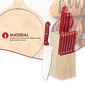 Home Basics KS44845 Block in Knife Set (13 Piece), One Size, Red