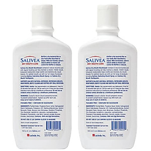 SALIVEA Dry Mouth Mouthwash - Soothing Mint Mouthwash with Natural Salivary Enzymes - Gentle Mouthwash to Aid Dry Mouth Care - Breath Freshener & Dry Mouth Treatment - Mint Flavor (2 Pack)