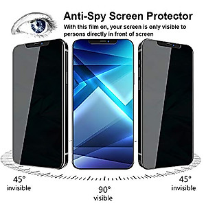 [3 Pack] iPhone 12 Pro Max Privacy Screen Protector, LYWHL Tempered Glass Anti-Spy Screen Protector for iPhone 12 Pro Max 6.7” 2020 5G, [Easy Installation] Anti-Peek Black 9H Hardness Bubble Free Case friendly