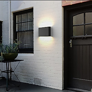 CHENBAI 12W Modern Black Hallway Wall Light IP65 Aluminum Waterproof Wall Lamp Modern Slim COB Exterior Up/Down Wall Mounted Square Light for Outdoor Home Garden Decorate Warm Light