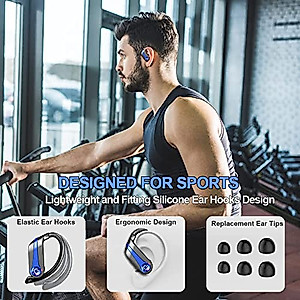 Tsauuc Wireless Earbud, Bluetooth 5.1 Headphones Sport Earbud in Ear 50H Deep Bass Noise Cancelling Earphones with Mic, IP7 Waterproof Earhooks Headset USB-C/LCD Display for Running