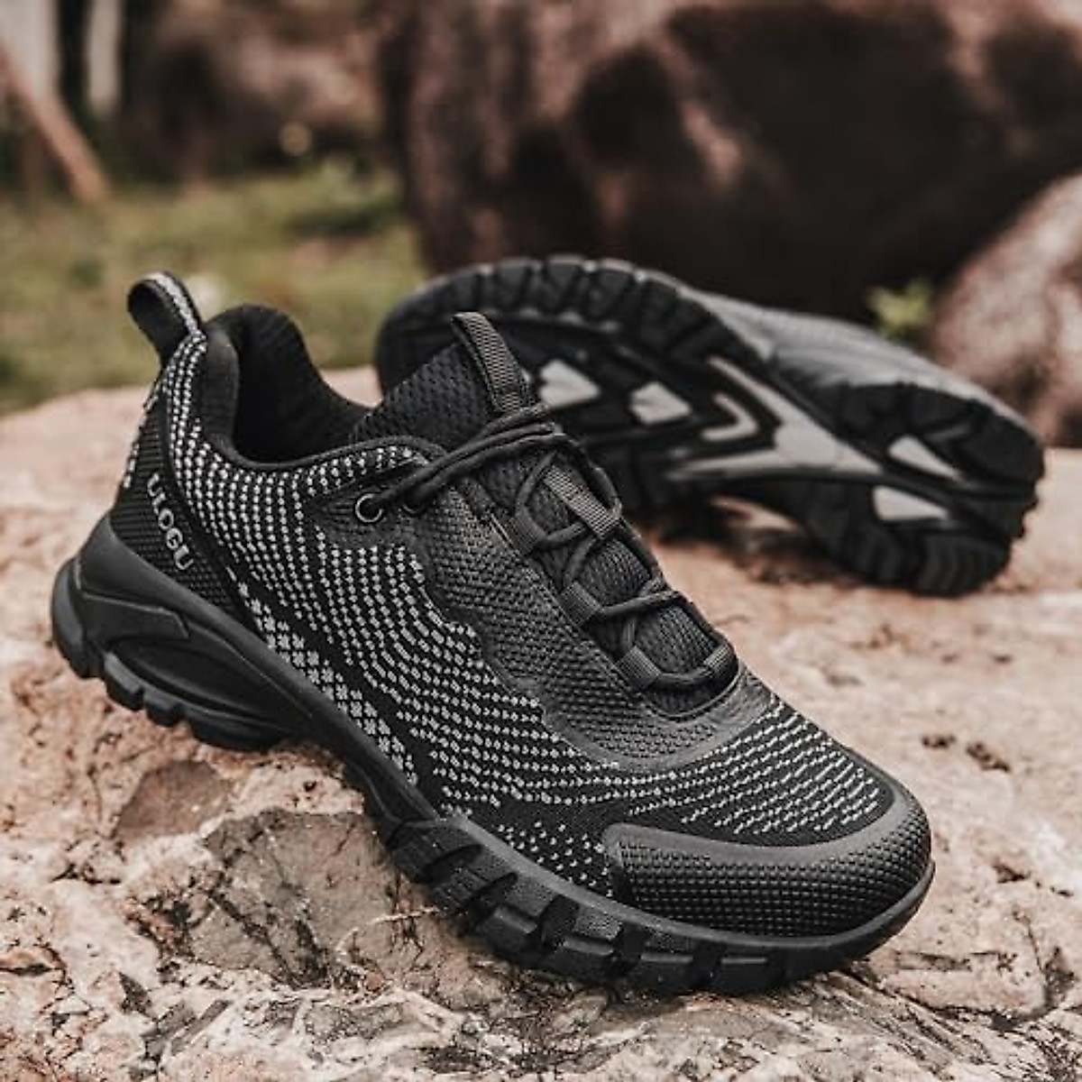 Hiking Shoes for Men Waterproof Lightweight Non Slip Comfortable Breathable Work Walking Trekking Trails Rain Outdoor Ankle Boots impermeable antideslizantes Zapatos de senderismo para Hombre Black