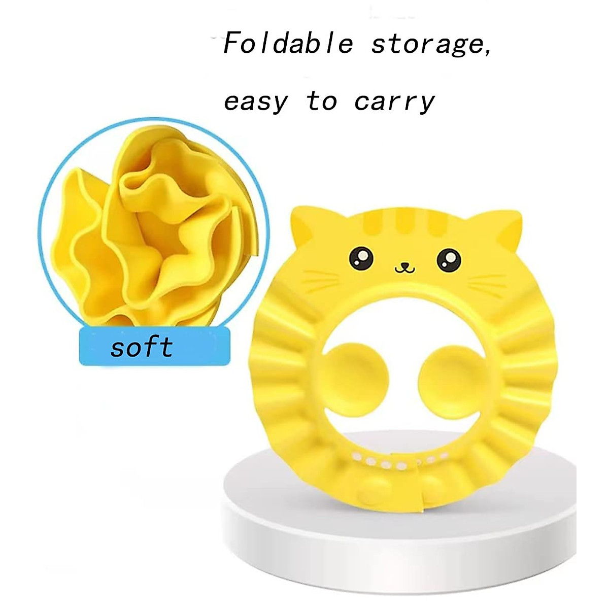 Anller 3 Pieces Baby Shower Cap, Soft Adjustable Bath Shampoo Cap with Ear Protection, Funny Cartoon Bathing Cap for Children, Kids and Toddlers(Pink+Blue+Yellow)