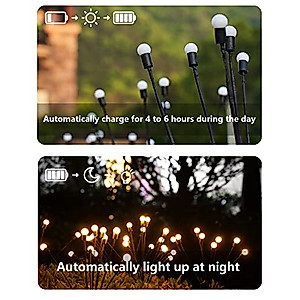 Otdair Solar Garden Lights-New Upgraded 4 Pack 8 LED Solar Powered Firefly Lights 4 Pack Solar Firefly Lights Outdoor Waterproof Vibrant Garden Lights for Patio Pathway Decoration,Warm White