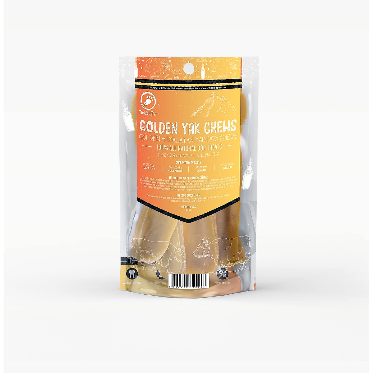 TickledPet Golden Himalayan Yak Dog Chews - 100% Natural (Medium)