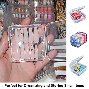 Beyoslf Small Bead Organizer Box, 30PCS Small Clear Plastic Bead Storage Containers Mini Transparent Box Bead Storage Case with Hinged Lid for Collecting Beads Jewelry Crafts Nail Small Items