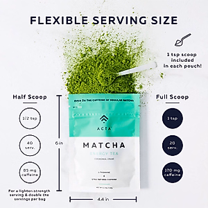 ACTA Matcha Energy Tea 40g, High Caffeine (170mg) Blend for Increased Focus & Clarity, Perfect Coffee Alternative Made with Ceremonial Grade Matcha Green Tea Powder from Japan