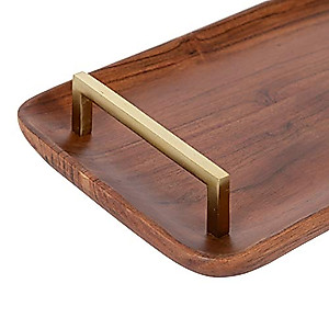 Kate and Laurel Cantwell Mid-Century Modern Wood Tray, 18 x 8, Walnut Brown, Decorative Tray for Serving, Storage and Display