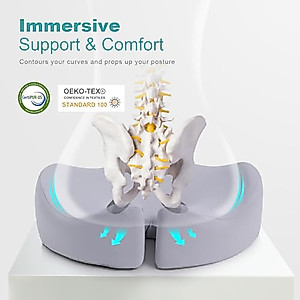 Foamula Seat Cushion for Office Chair, Memory Foam Sciatica Pain Relief Pillow, Seat Cushion for Hip, Tailbone, Coccyx Pain, Desk Chair Cushion for Office, Home, Gaming Chair, Car, Wheelchair XL