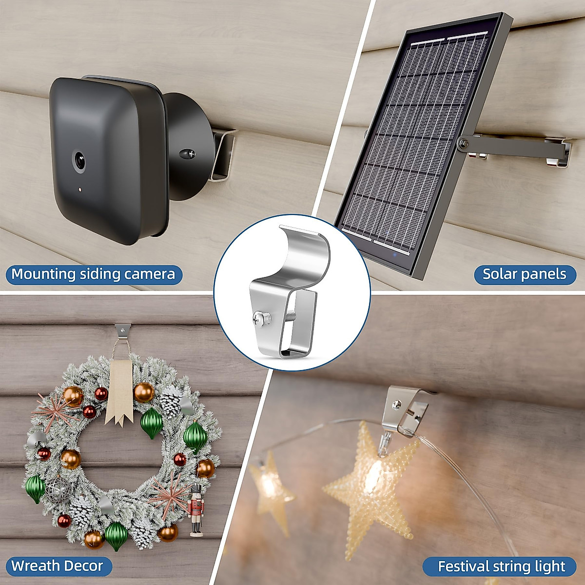 Goabroa Vinyl Siding Hooks 20 Pack, New Upgrade Siding Hooks for Home Security Camera Mount, No Hole Hanger Heavy Duty Stainless Steel Vinyl Siding Light Clips