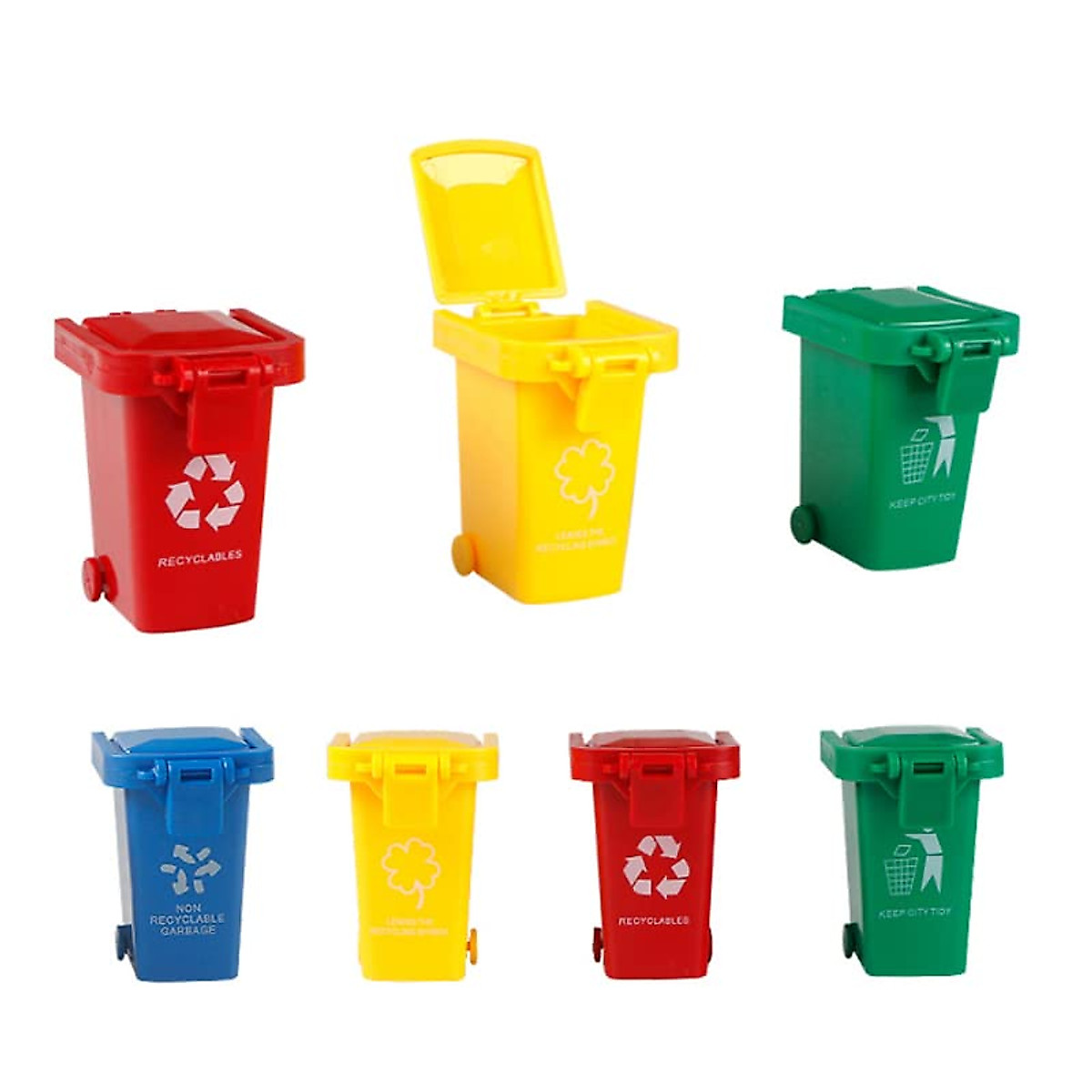 AITING Kids Push Toy Vehicles Garbage Truck's Trash Cans Toys Mini Curbside Vehicle Garbage Bin