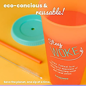 Color Changing Cups with Lids and Straws for Adults - 5 x 24oz Reusable Cups with Lids and Straws, Bulk Plastic Cups with Lids and Straws for Kids, Cold Iced Coffee Cups & Women Party Water Tumbler