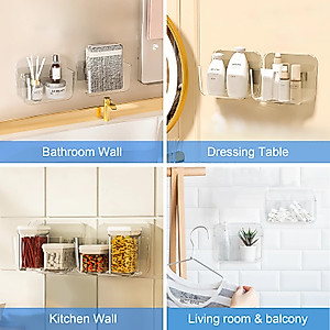 2pc Plastic Wall Mount Organizer, Adhesive Clear Cabinet Door Organizer,Acrylic Shelves for Wall,No Drilling Hang Walls,with Self Adhesive Tape, for Bathroom, Kitchen, Living Room