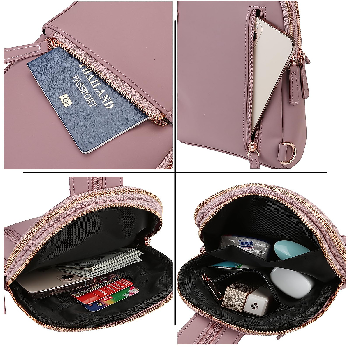 Uromee Sling Bag for Women Crossbody Purse Vegan Leather Fashion Fanny Pack Chest Bag Convertible Small Backpack