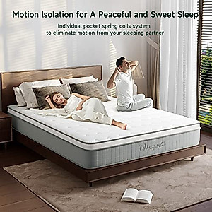 Vesgantti Full Size Mattress, 10 Inch Innerspring Hybrid Full Mattress in a Box, Pressure Relief Pocket Spring Double Bed Mattress with Memory Foam & Knitted Fabric, Medium Firm Plush, CertiPUR-US